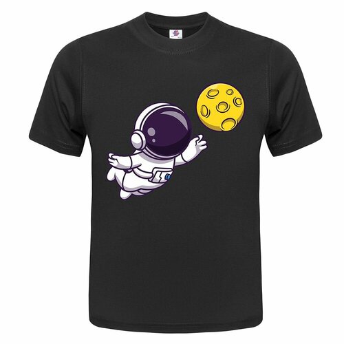 Футболка  Детская футболка ONEQ 122 (7-8) размер с принтом Космонавт, черная, размер 7-8, черный