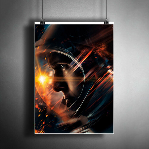 Постер плакат для интерьера "Фильм: Человек на Луне. First Man. Актёр Райан Гослинг" / Декор дома, офиса, комнаты, квартиры A3 (297 x 420 мм)