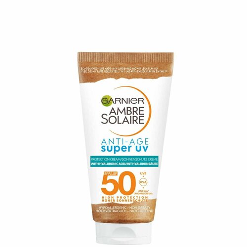 Крем для лица Garnier Ambre Solaire Anti-Age super UV SPF 50 с гиалуроновой кислотой 50 мл (Из Финляндии)