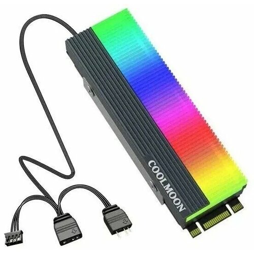 Радиатор для SSD M.2 2280 Coolmoon CM-M2 M2 ARGB 3-pin 5V-D-G черный BOX