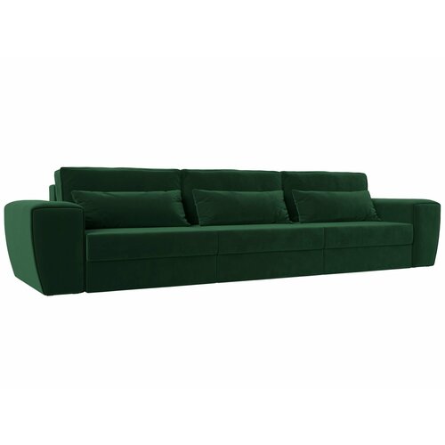 Прямой диван-кровать Лига-008 Long, Велюр зеленый