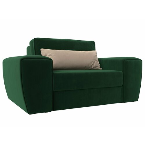 Кресло Лига-008, Велюр зеленый, подушки зеленые и бежевые