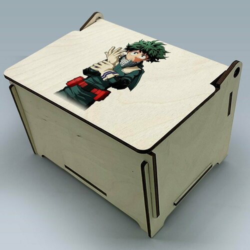 Подарочная коробка шкатулка с крышкой на петлях УФ рисунок размер 16,5x12,5 см аниме моя геройская академия - 301