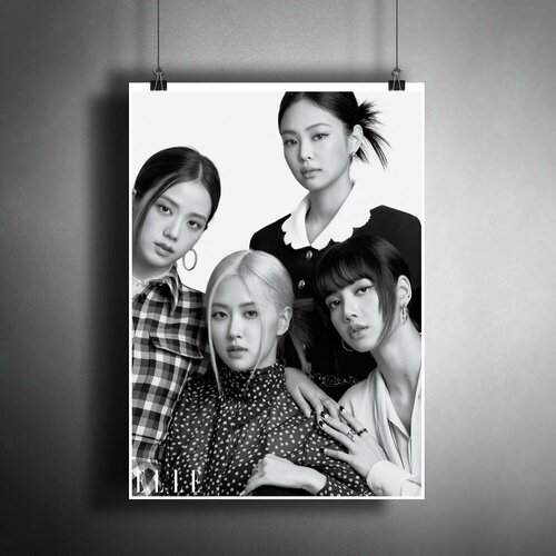 Постер плакат для интерьера "Музыка: группа Blackpink (Блэкпинк): Джису, Дженни, Розэ, Лиса" / A3 (297 x 420 мм)