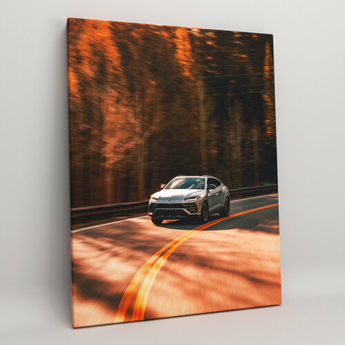Картина на холсте (интерьерный постер) "Машина на дороге" с деревянным подрамником, размер 45x60 см