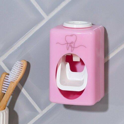 Выдавливатель для зубной пасты механический «Зуб», розовый (комплект из 6 шт)