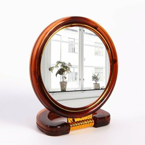 Зеркало настольное - подвесное «Круг», двустороннее, с увеличением, d зеркальной поверхности 9 см, цвет «янтарный» (комплект из 6 шт)