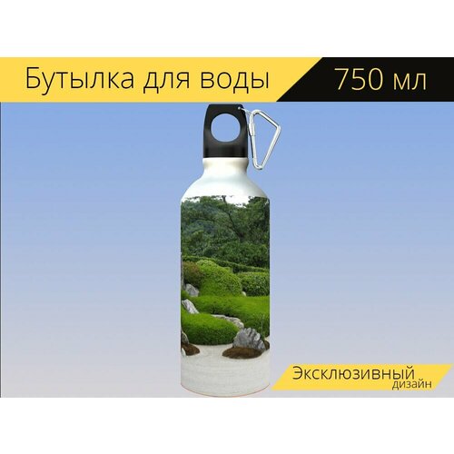 Бутылка фляга для воды "Дзен, сад, япония" 750 мл. с карабином и принтом