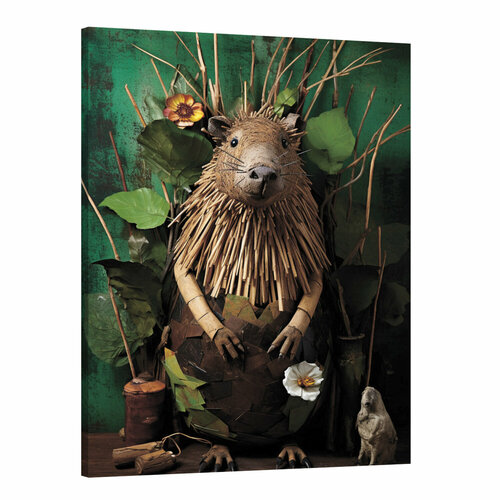 Интерьерная картина 50х70 "Капибара: нежный хранитель тропических лесов"