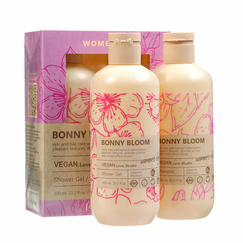 Подарочный набор для женщин VEGAN LoveStudio BONNY BLOOM: гель, 300 мл + шампунь, 300 мл 9904230