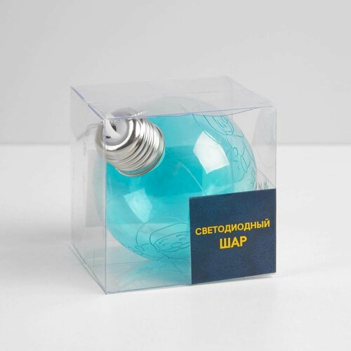 Ёлочный шар Luazon Lighting - Дед Мороз, пластиковый, голубой, 1 теплый белый LED, на батарейках 1шт