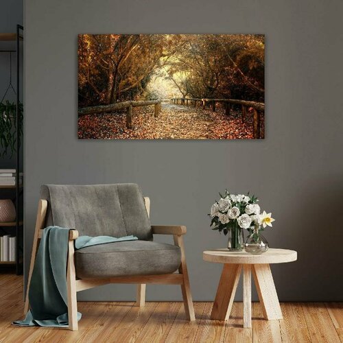 Картина на холсте 60x110 LinxOne "Осень природа парк" интерьерная для дома / на стену / на кухню / с подрамником