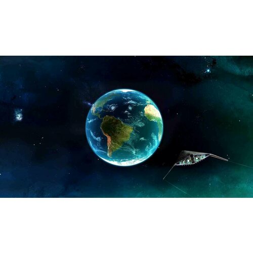 Картина на холсте 60x110 LinxOne "Корабль пришельцев направляется" интерьерная для дома / на стену / на кухню / с подрамником