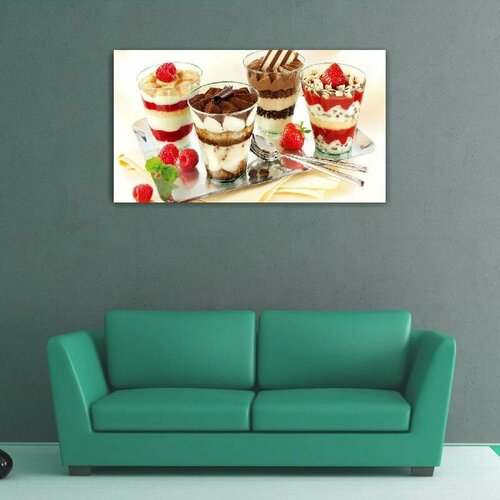 Картина на холсте 60x110 LinxOne "Клубника малина десерт ирис" интерьерная для дома / на стену / на кухню / с подрамником