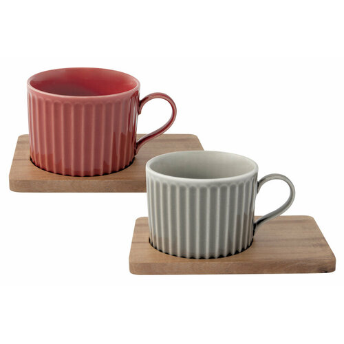 Набор из 2-х чашек для чая Easy Life Время отдыха, красная и серая, 0,25 л (EL-R1641/TBR1)