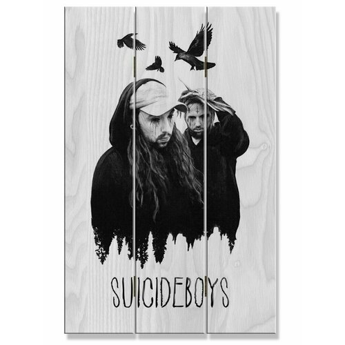 Картина интерьерная на дереве, рисунок музыка suicideboys суисайдбойс - 5304 В
