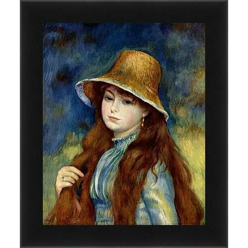 Плакат, постер на холсте Young Girl in a Straw Hat. Пьер Огюст Ренуар. Размер 21 на 30 см