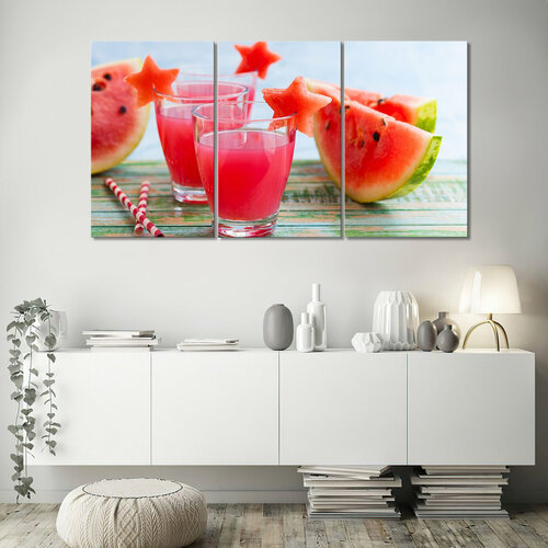 Модульная картина/Модульная картина на холсте/Модульная картина в подарок/Watermelon juice - Арбузный сок 90х50