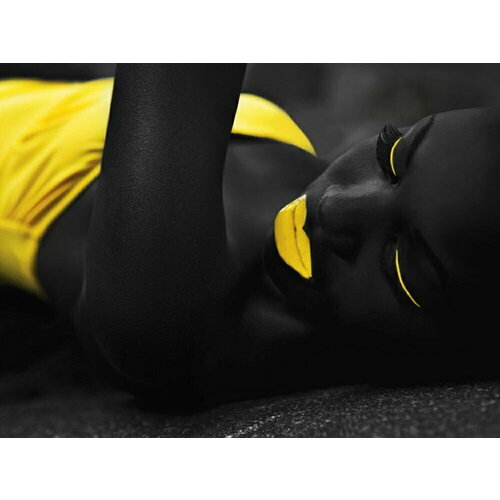 Плакат, постер на холсте Girl black-yellow/Девушка/искусство/арт/абстракция/творчество. Размер 42 х 60 см