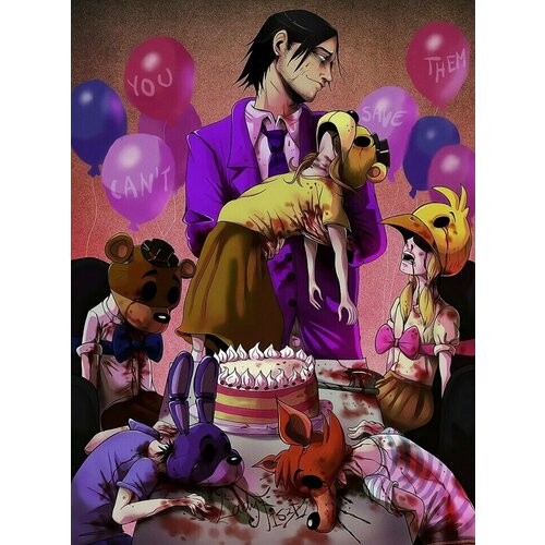 Плакат, постер на холсте Five Nights at Freddys/Пять ночей у Фредди. Размер 21 на 30 см