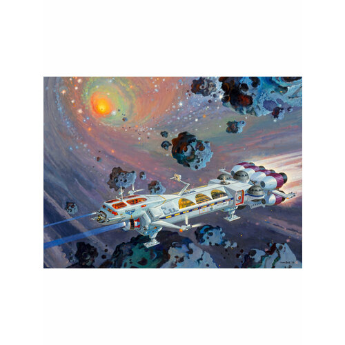 Плакат, постер на бумаге Космический корабль. Размер 60 х 84 см