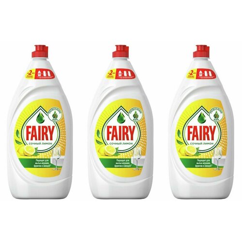 Fairy Средство для мытья посуды, сочный лимон, 800 мл, 3 шт