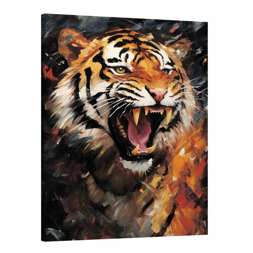 Интерьерная картина 50х70 "Ярость тигра"