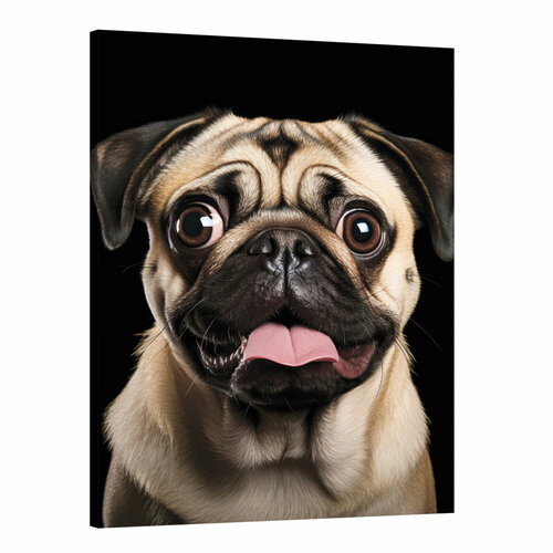 Интерьерная картина 50х70 "Мопс: Веселое Личико"