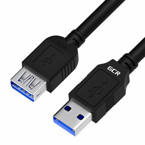 GCR Удлинитель 1.0m USB 3.0, AM/AF, черный