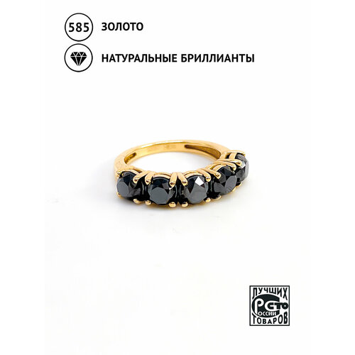 Кольцо Кристалл Мечты Эксклюзив, желтое золото, 585 проба, бриллиант, размер 18, черный