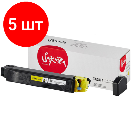 Комплект 5 штук, Картридж лазерный SAKURA TK-5280Y жел. для Kyocera Mita ECOSYS P6235cdn