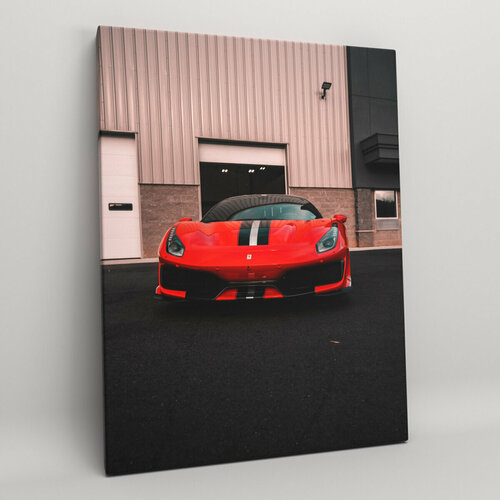 Картина на холсте (интерьерный постер) "Ferrari 488 - Красный Феррари 488", с деревянным подрамником, размер 30x40 см