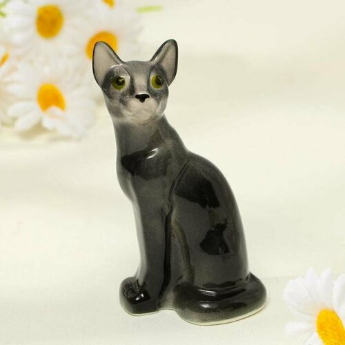 Статуэтка фарфоровая «Кошка Тайка», чёрная, 10см (комплект из 6 шт)