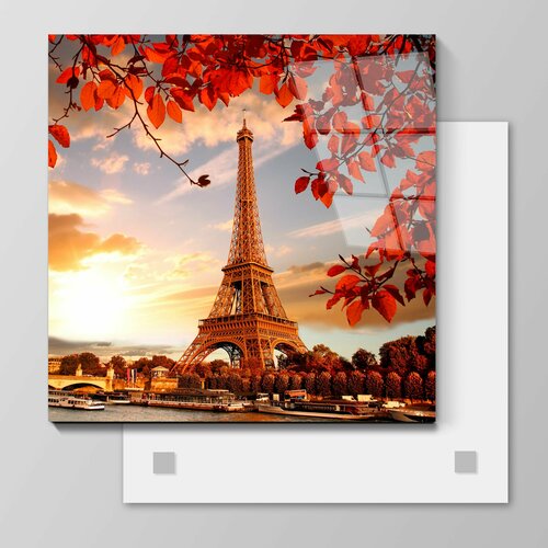 Картина на стекле - "Эйфелева Башня Осень" размер 50-50 см
