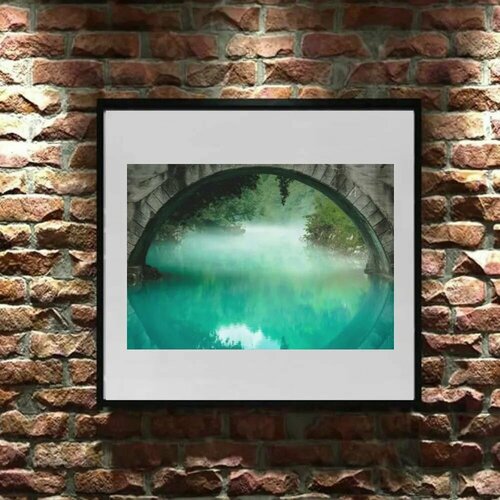 Постер "Изумрудная вода под мостом в тумане" Cool Eshe из коллекции "Природа", плакат А4