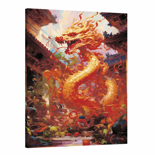 Интерьерная картина 50х70 "Танец дракона"