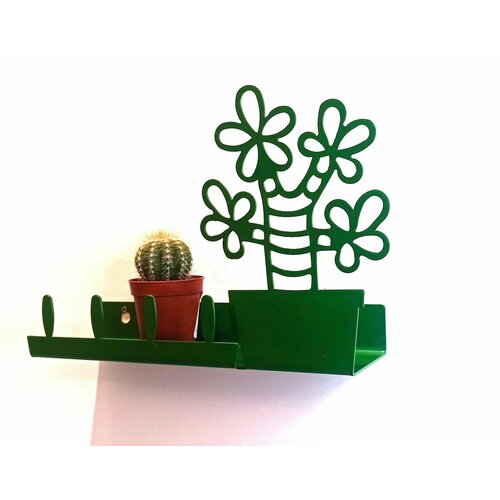 Полка настенная " зеленый кактус" с крючками, ключница