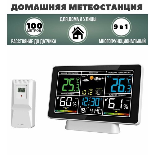 Многозонная метеостанция с беспроводным датчиком в комплекте /Good Ideas/ электронный термометр , влажность, часы. 1 шт белый
