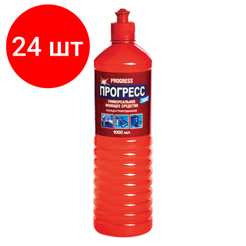 Комплект 24 шт, Средство моющее универсальное 1 л, прогресс "Люкс", пуш-пул, М07-1