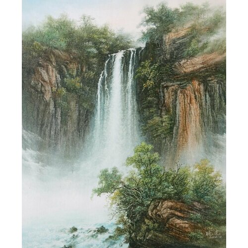 Картина маслом "Водопад" 50х60см. Символ стабильности и богатства по фен шуй