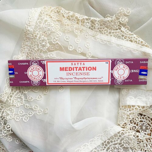 Благовония Сатья Медитация / Satya Meditation 15 гр, масала аромапалочки в цветочной пыльце, 100% Индия
