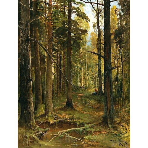 "Красная шапочка в лесу", Клевер Ю. Ю, картина для интерьера (репродукция) (30х39 см / на подрамнике)
