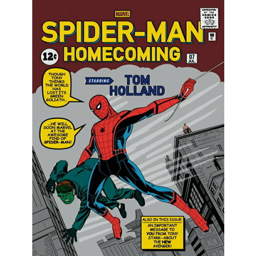 Плакат, постер на холсте Spider Man: Home Coming/Человек Паук: Возвращение Домой/комиксы/мультфильмы. Размер 21 х 30 см