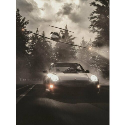 Плакат, постер на холсте Porsche, Порше. Размер 21 х 30 см