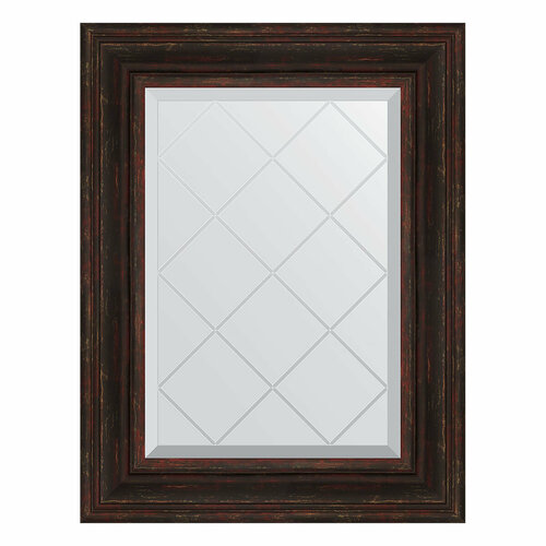Зеркало настенное с гравировкой EVOFORM в багетной раме тёмный прованс, 59х76 см, для гостиной, прихожей, кабинета, спальни и ванной комнаты, BY 4033