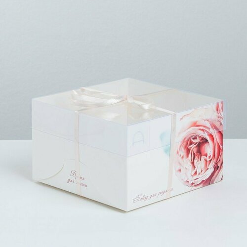 Коробка на 4 капкейка «Повод для радости», 16 × 16 × 10 см (комплект из 20 шт)