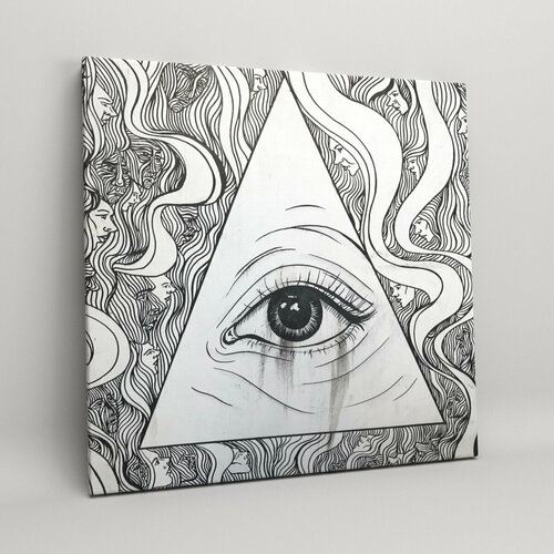 Картина на холсте (интерьерный постер) "Всевидящее око" масонский символ, с деревянным подрамником, размер 60x60 см