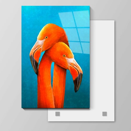 Картина на стекле - "Фламинго" размер 60-40 см