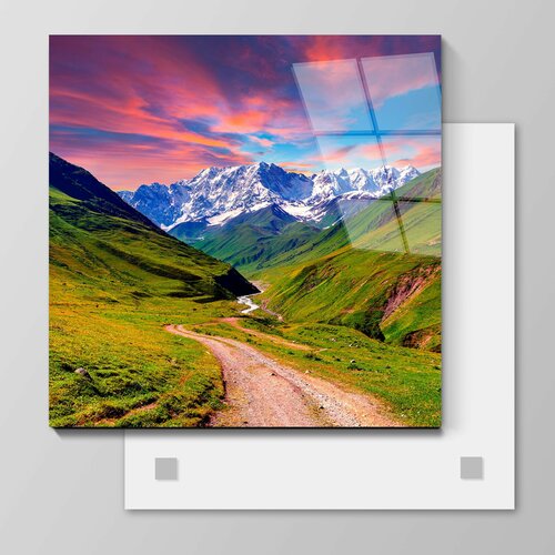 Картина на стекле - "Горы летом" размер 110-110 см