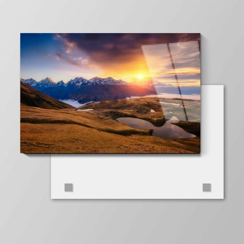 Картина на стекле - "Закат в горах" размер 60-40 см